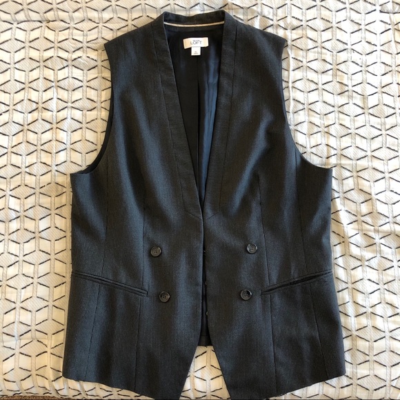 LOFT | Jackets & Coats | Loft Boyfriend Pin Striped Vest With Hook ...